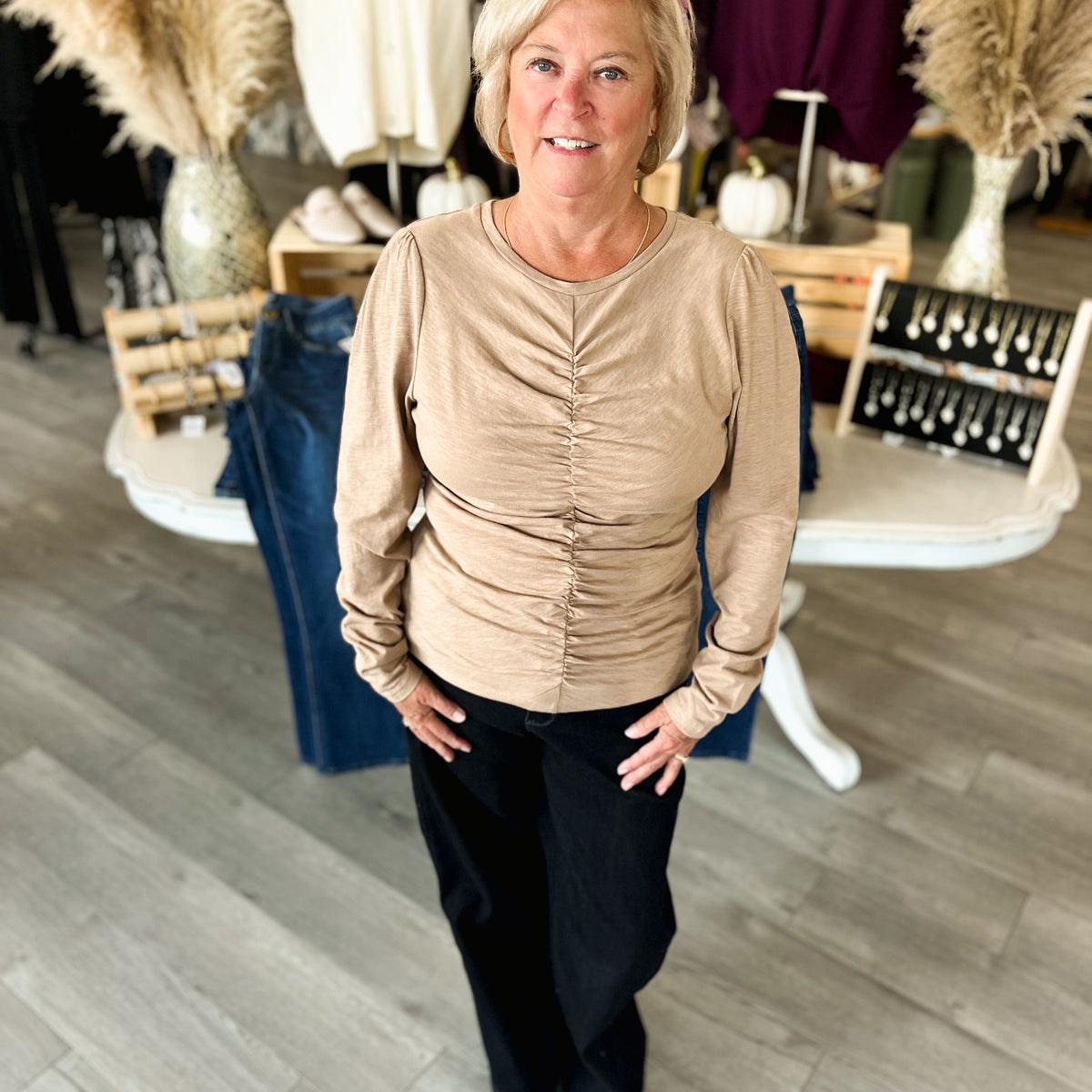 Mac and Me Gathered Front Top - HQ – Mainstream Boutique Hermantown